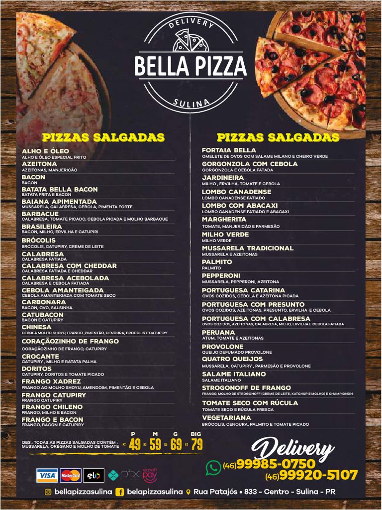 NOVO Cardápio Bella Pizza | PDF