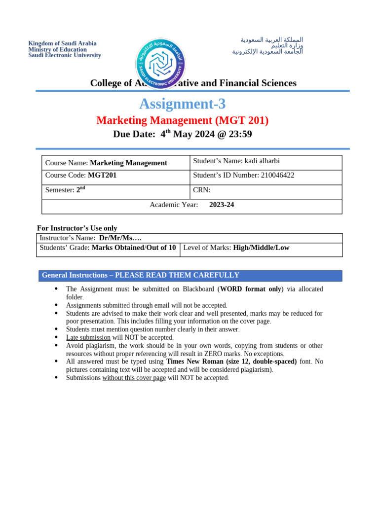 MGT201 Assignment 3 2nd Sem 2023 24 | PDF