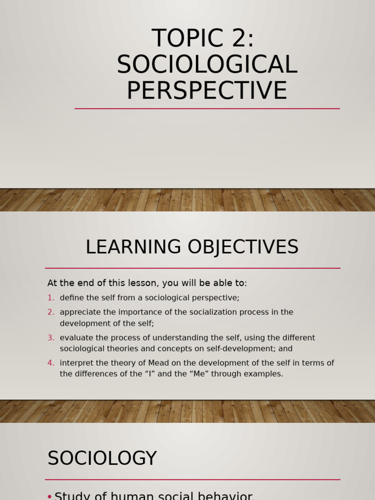 Lesson 2 Sociological Perspective | PDF | Psychology | Psychological ...