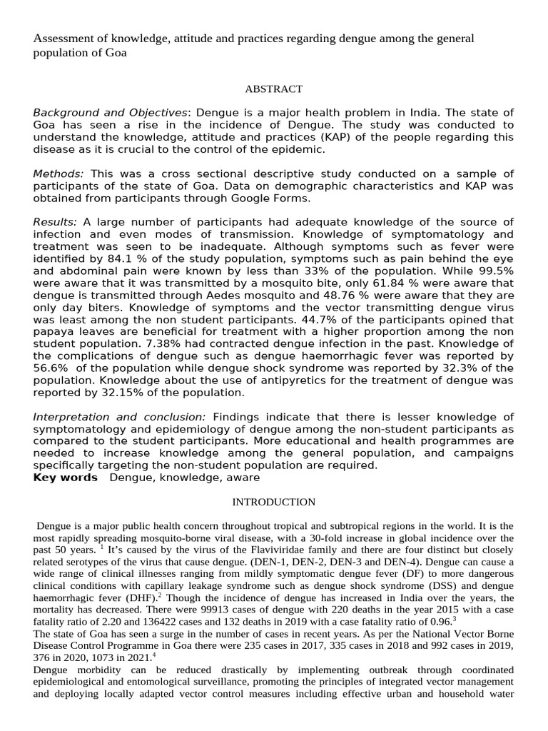 Dengue Medical Paper 2 | PDF