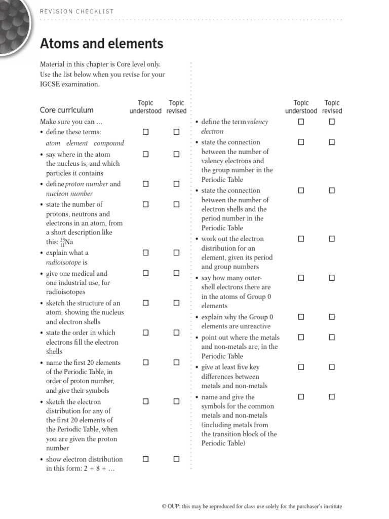 Chem IGCSE CD - Rev - Checklist 3 | PDF