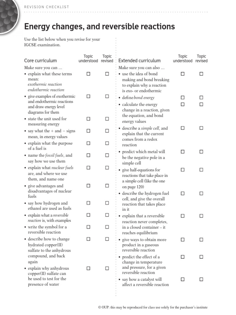 Chem IGCSE CD - Rev - Checklist 9 | PDF