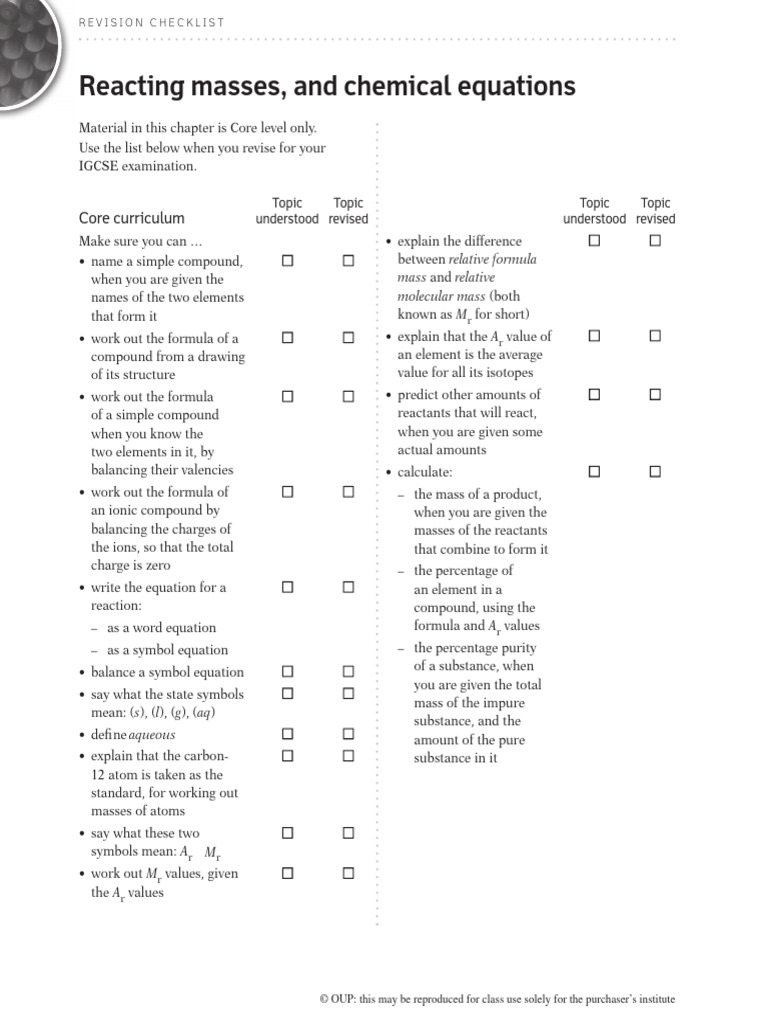 Chem IGCSE CD - Rev - Checklist 5 | PDF