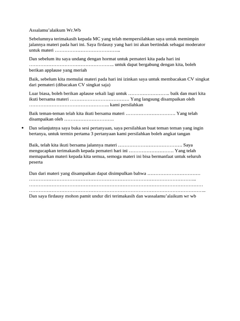 TEKS MODERATOR ADEK | PDF