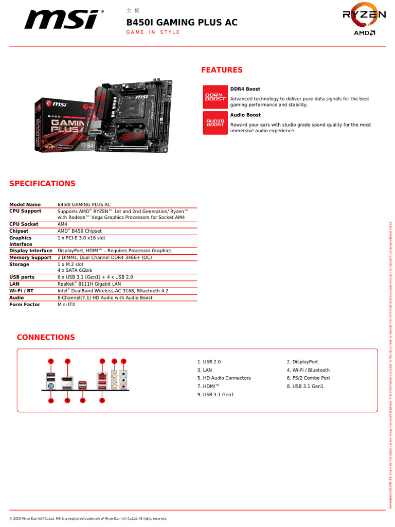 B450i Gaming Plus Ac | PDF | Usb | Computers