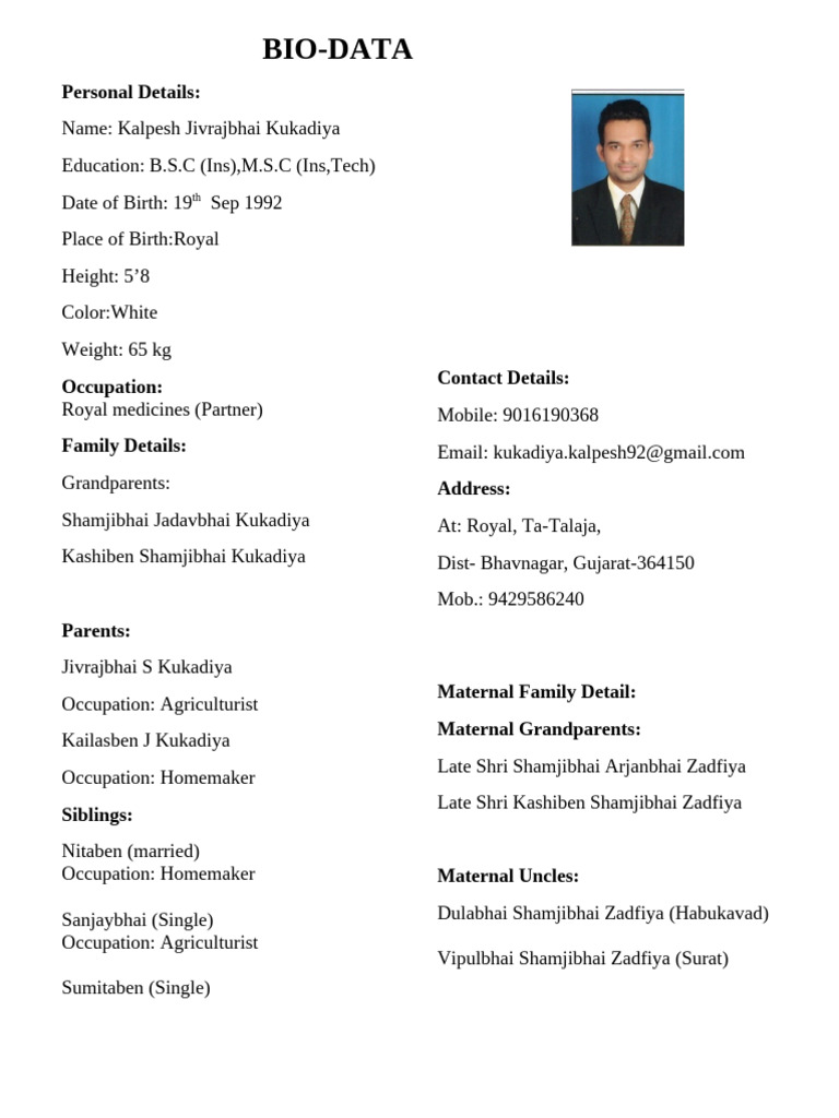 Kalpesh Biodata | PDF