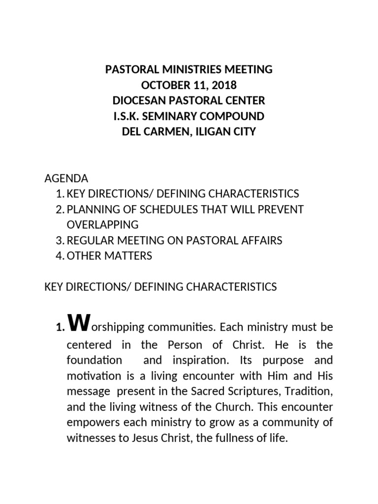 Pastoral Ministries Meeting | PDF | Evangelism | Jesus