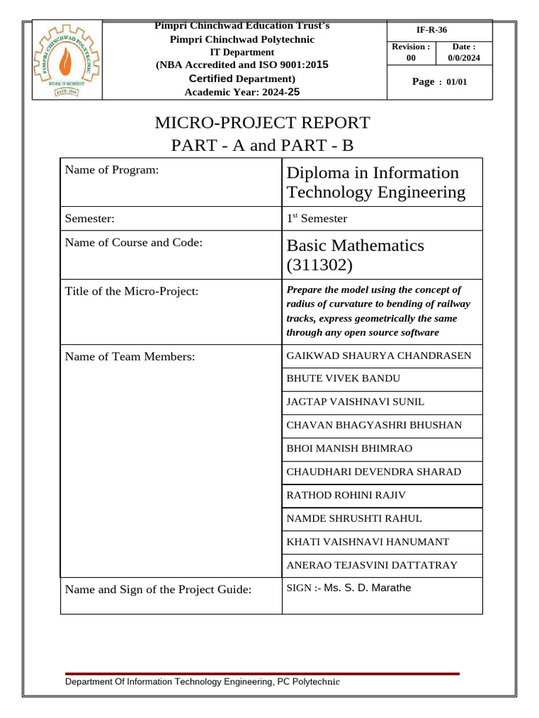 Cover Page Microproject | PDF