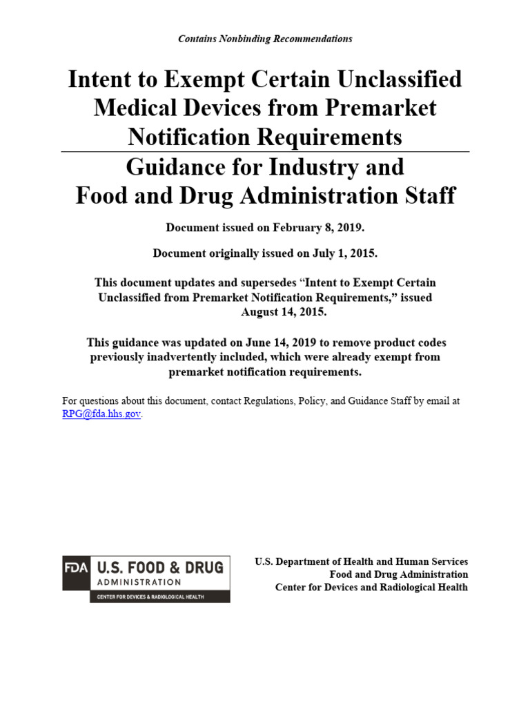 Un Classified Fda Class 1 Products | PDF