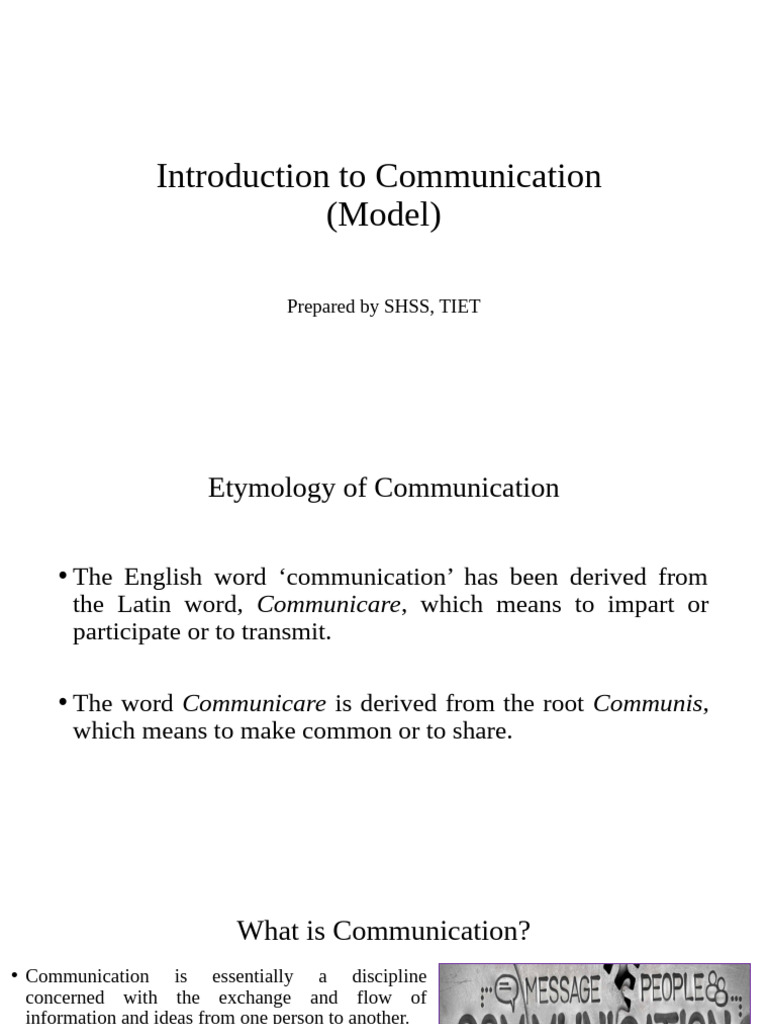 Introduction To Communication (Model) | PDF