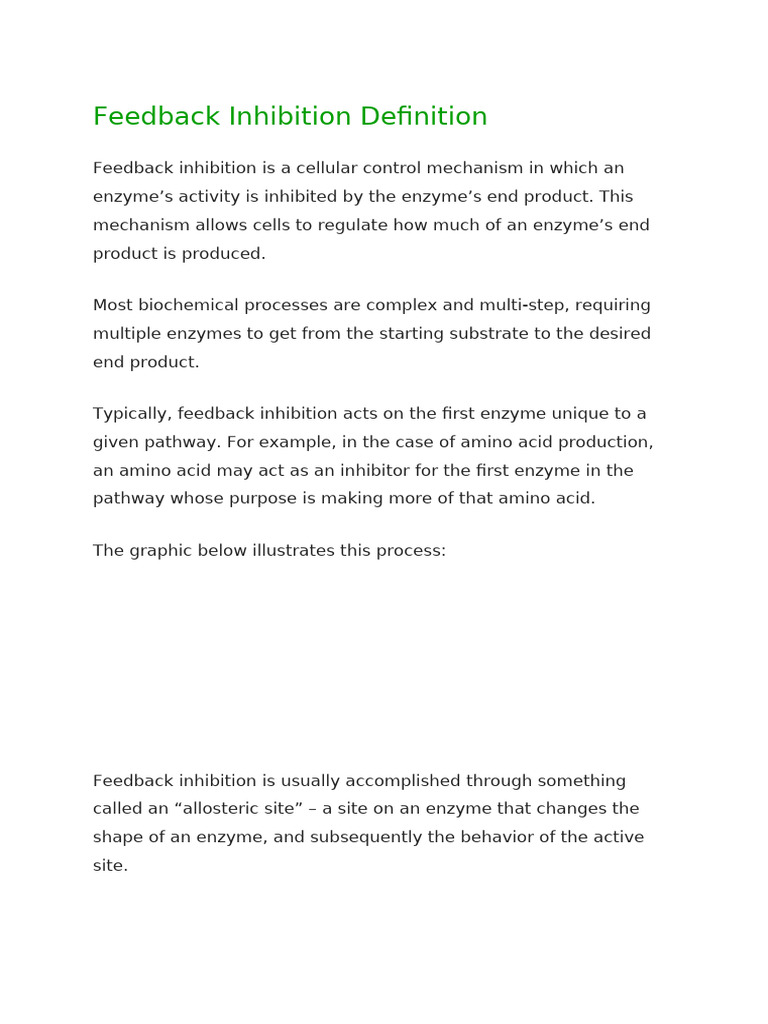 Feedback Inhibition Definition | PDF