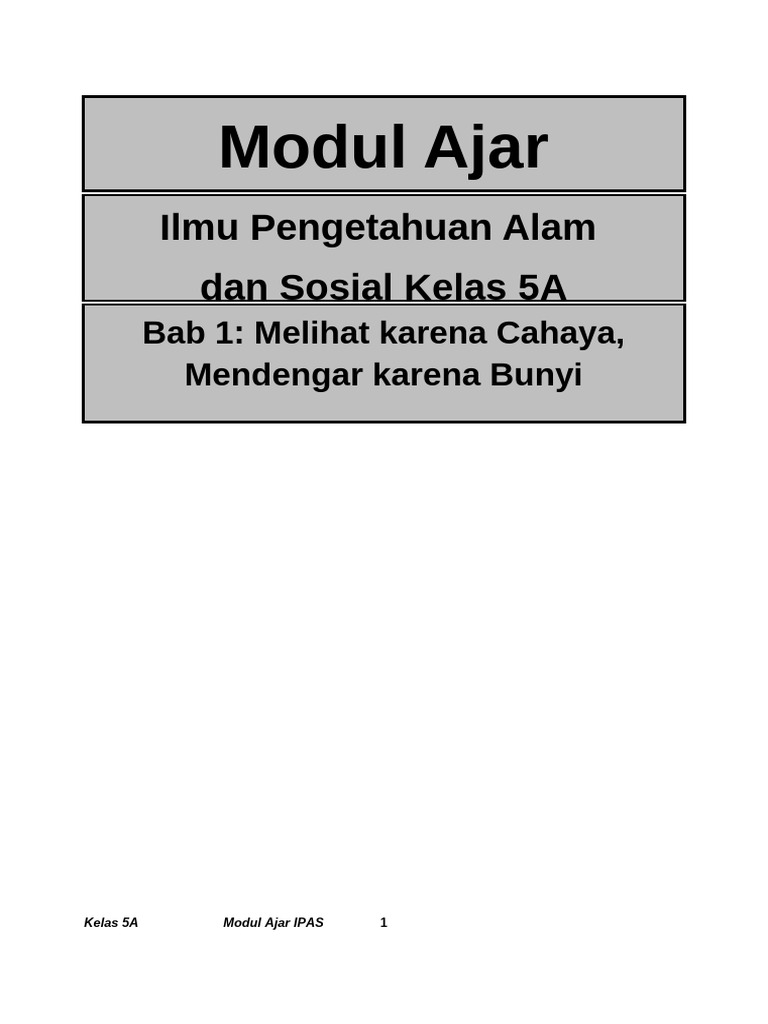 Modul Ajar IPAS 5A Bab 1 | PDF