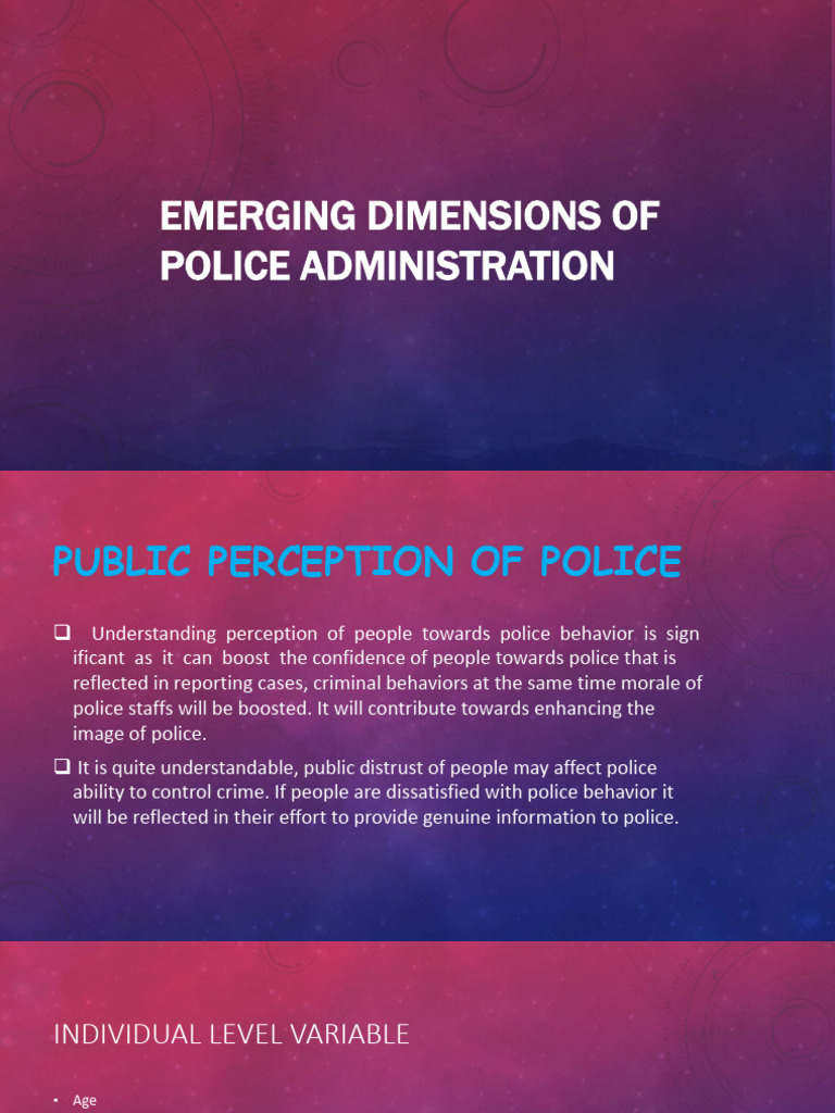 Emerging Dimensions of Police Administration | PDF | Community Policing ...