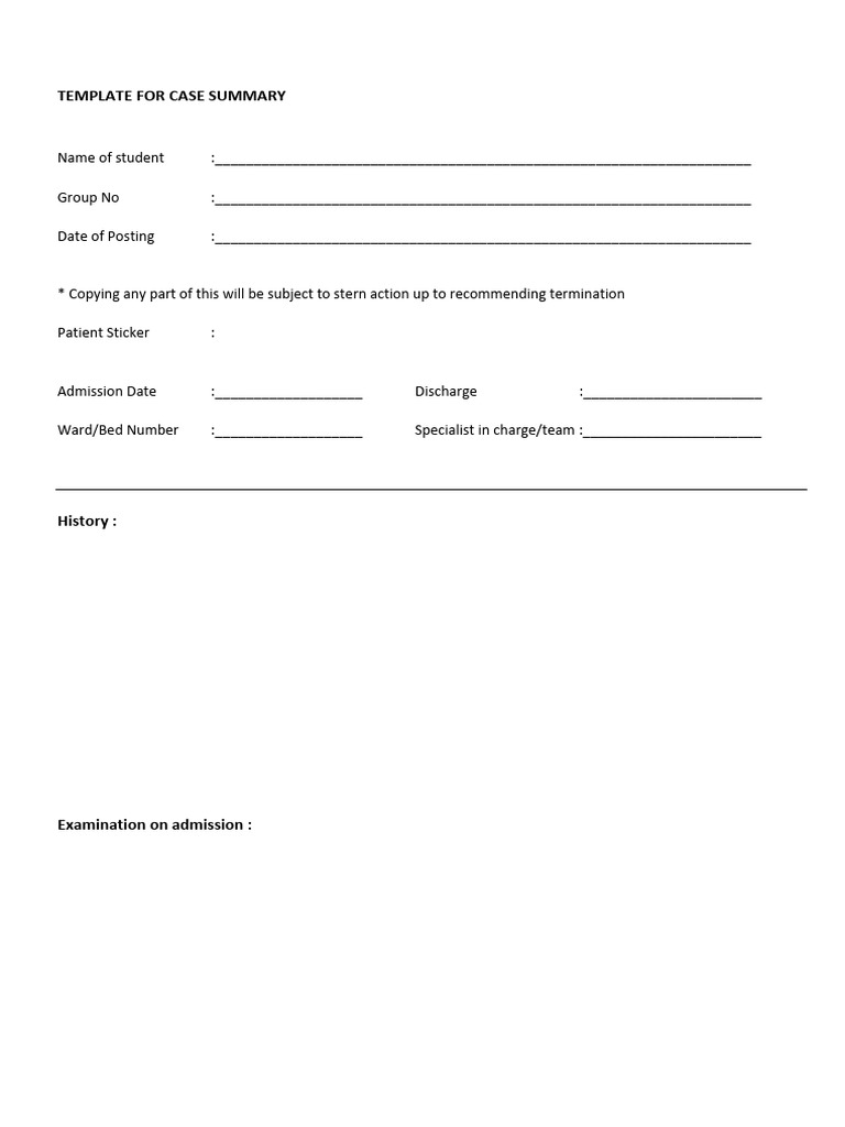 TEMPLATE FOR CASE WRITE UP | PDF