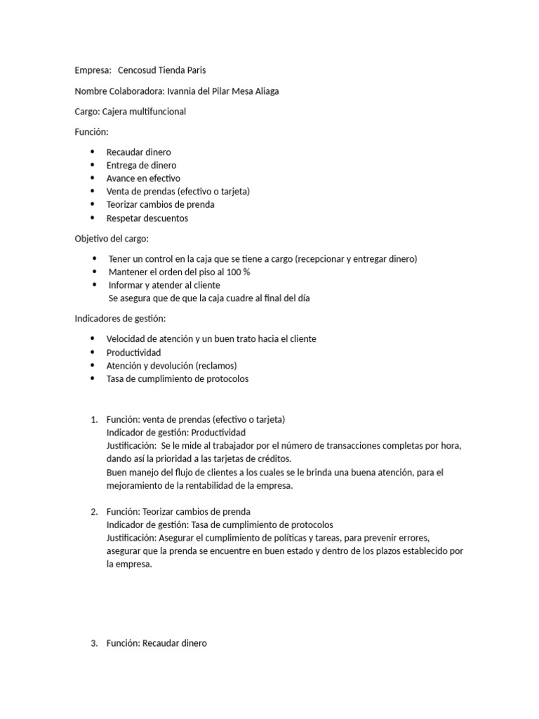 Copia de Empresa Cencosu Tienda Paris | PDF