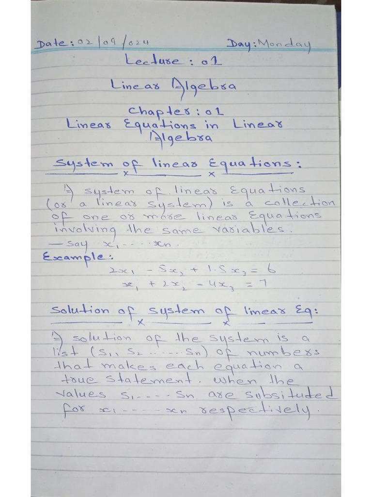 Linear Algebra Exercise1 Pdf