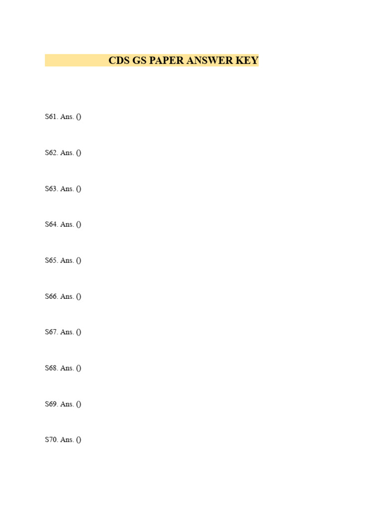 CDS GK Answer Key | PDF