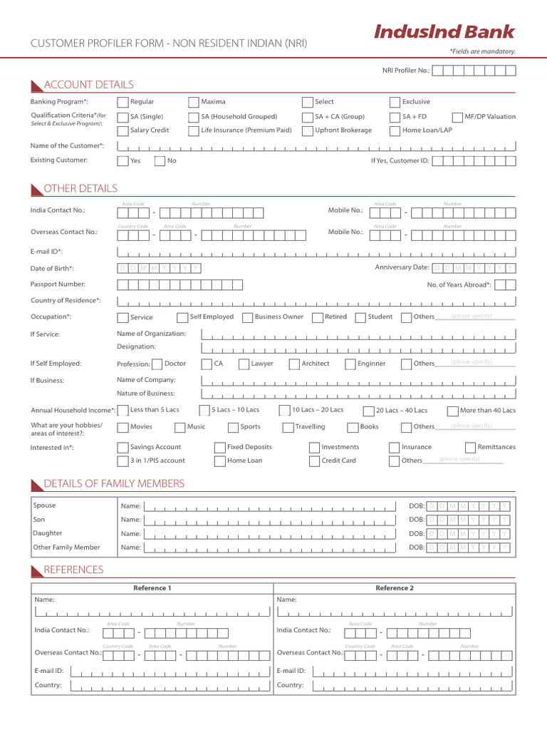 Customer Profiler Form Non Resident Nri | PDF