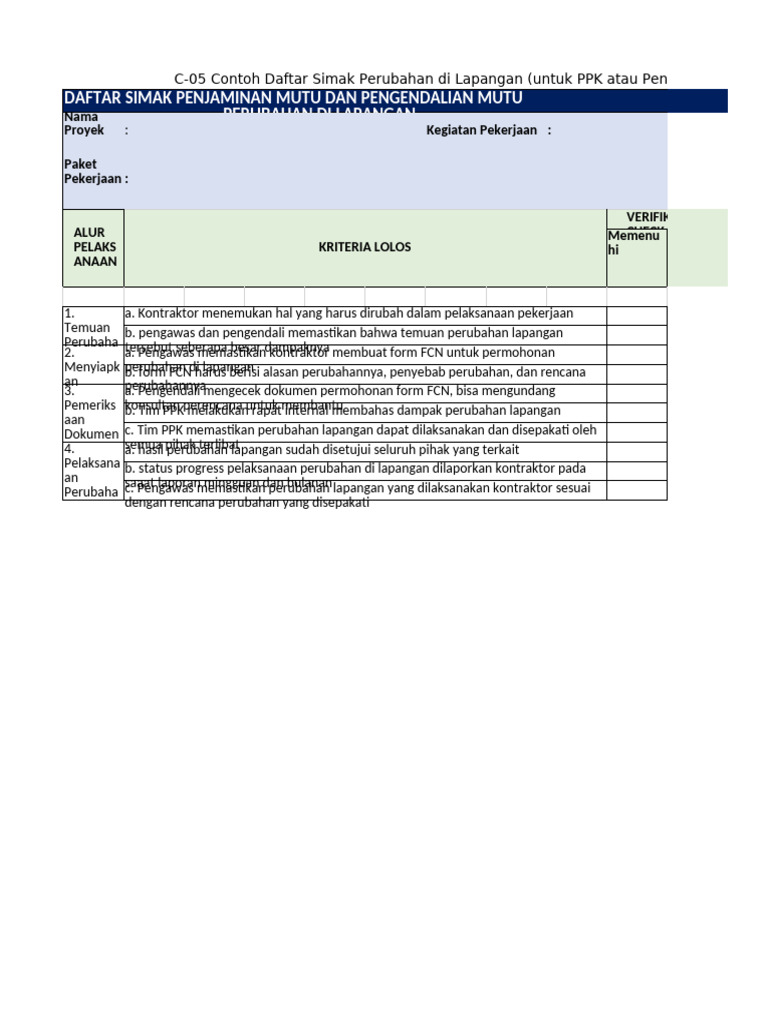 Form Perubahan Lapangan | PDF