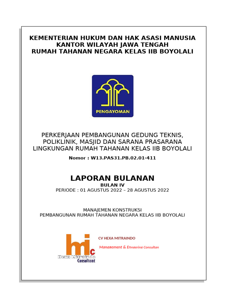 3.cover Laporan Bulanan Iv | PDF