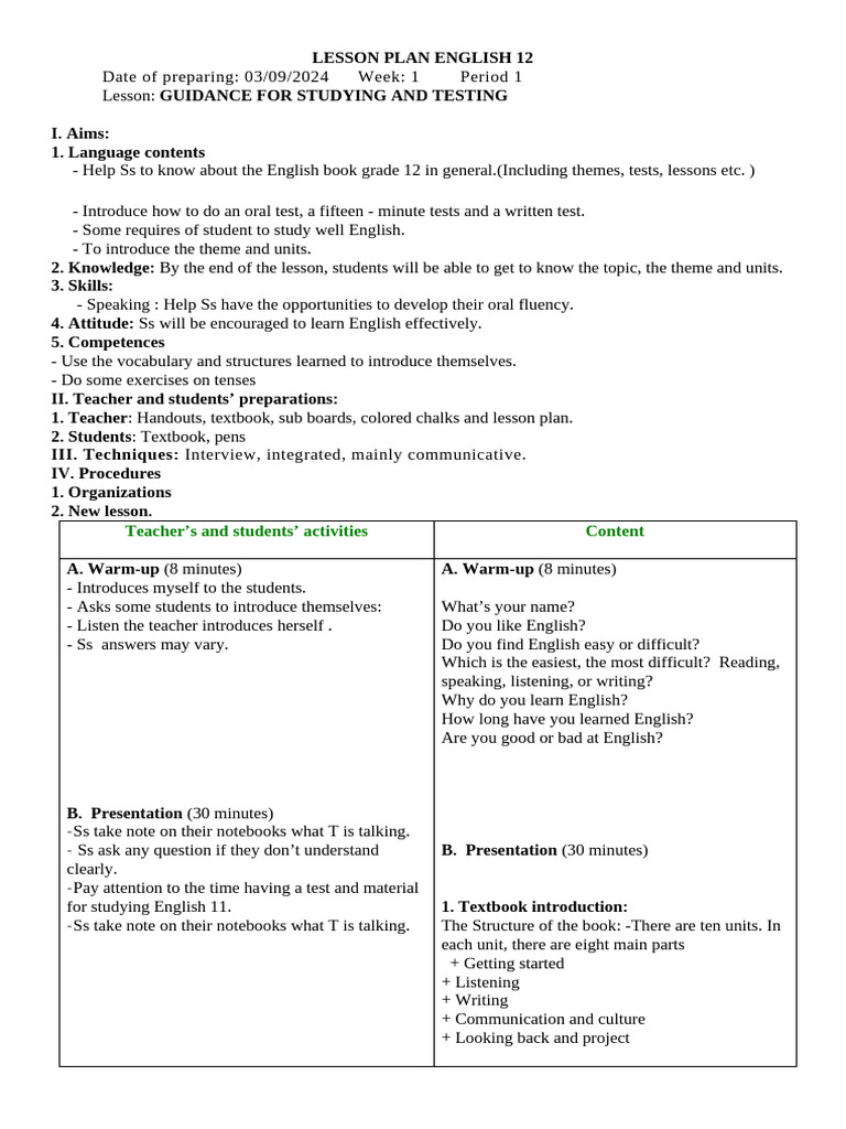 e12 - Period 1. Orientation | PDF
