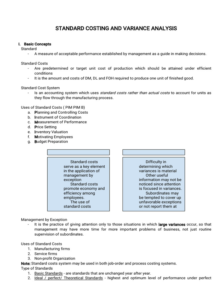 STANDARD COSTING Part 1 3 | PDF
