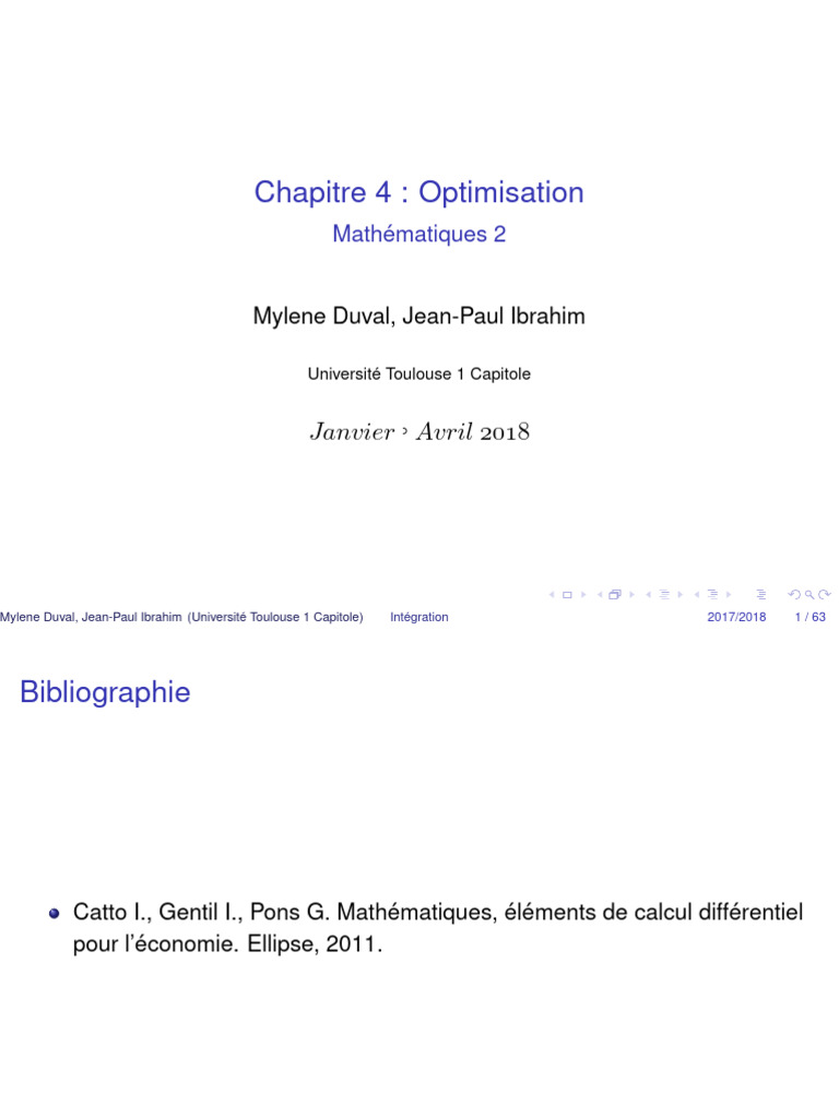 Mathématique L1 Beamer - Opti - Myln | PDF