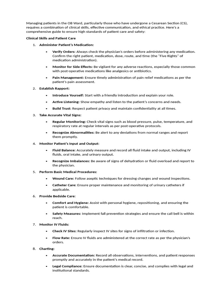 Managing Patients in the OB Ward | PDF