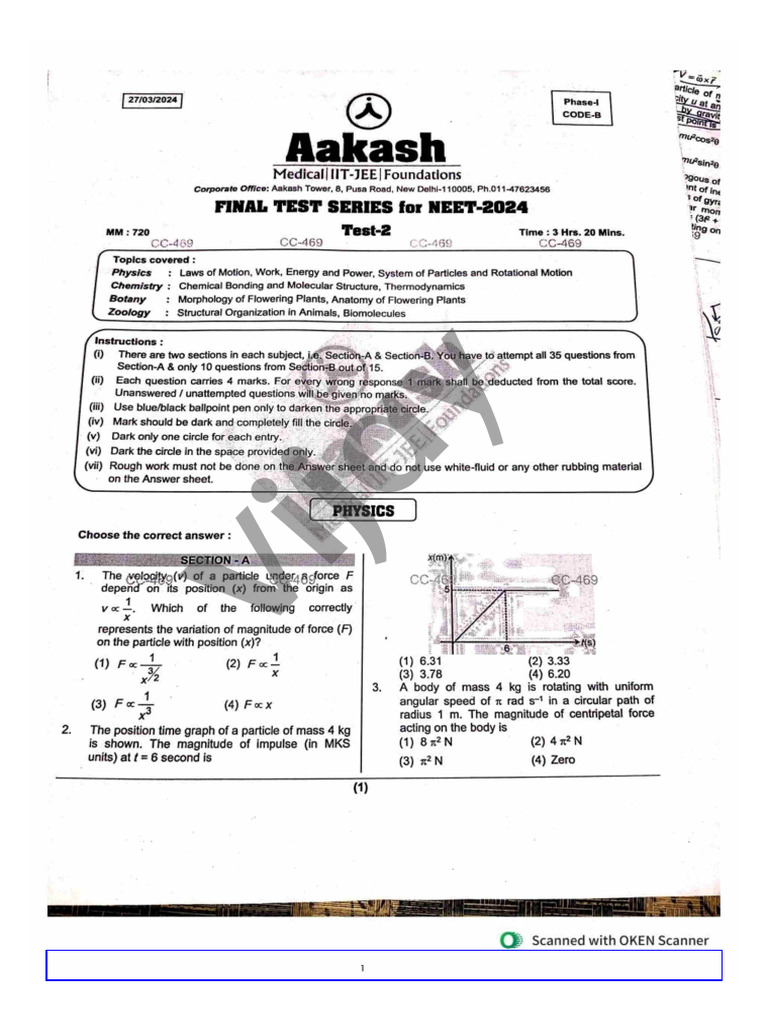 FTS 2 CODE B Viju QUE @CET - JEE - NEET | PDF