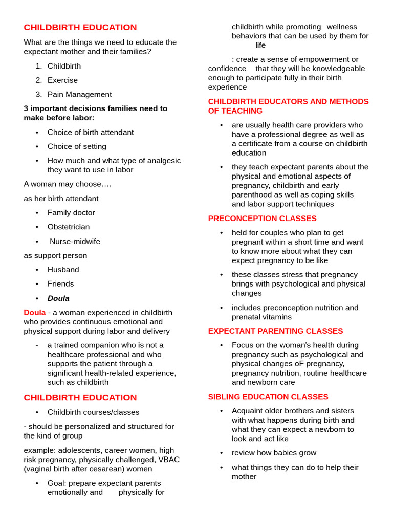 Childbirth Education Pdf