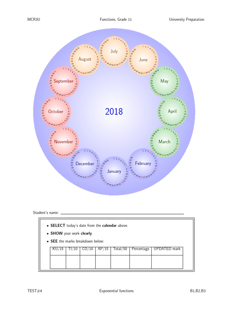 Mcr3u Test Exponential Functions | PDF