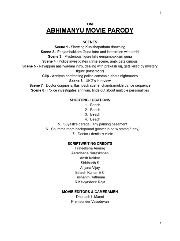Abhimanyu Movie Script | PDF