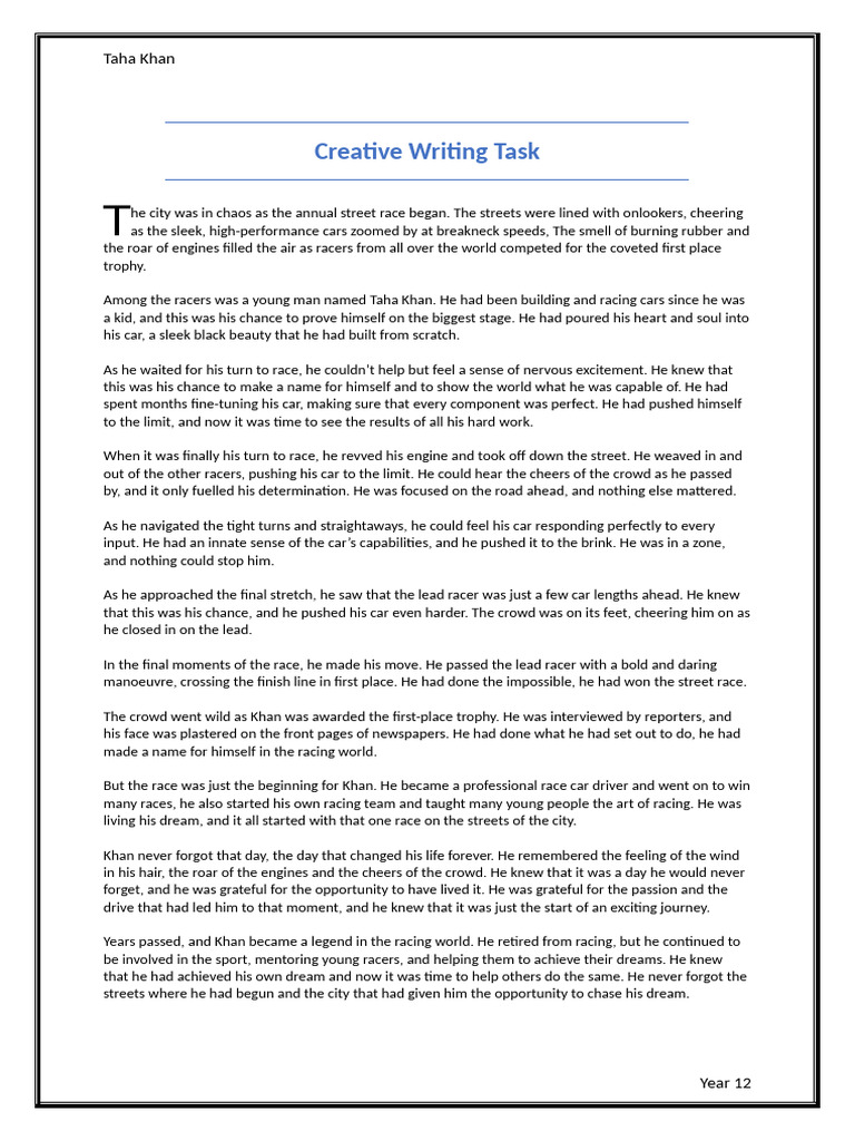 Creative Writing Task | PDF