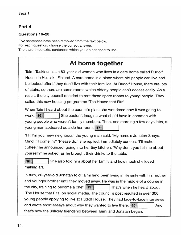 Reading Part 4 PET | PDF