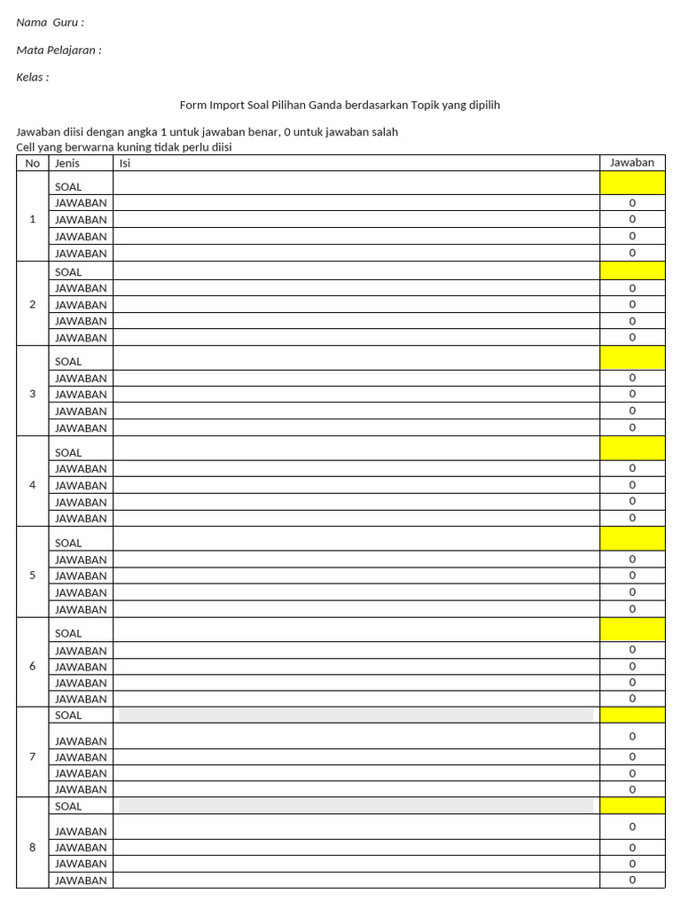 Contoh Format Soal | PDF