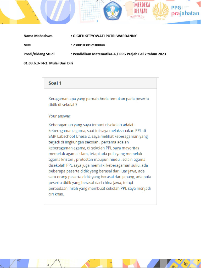 Gigieh S Putri - Mulai Dari T4 - Ppa | PDF