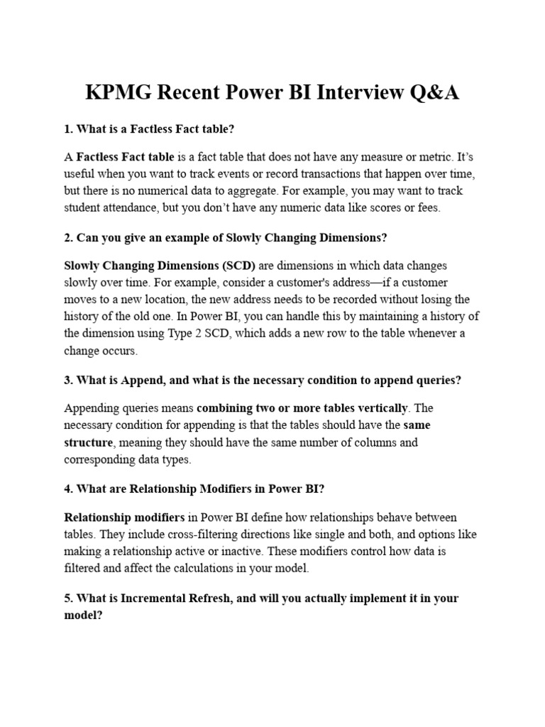 KPMG Recent Power BI Interview Q&A | PDF | Computer Programming ...
