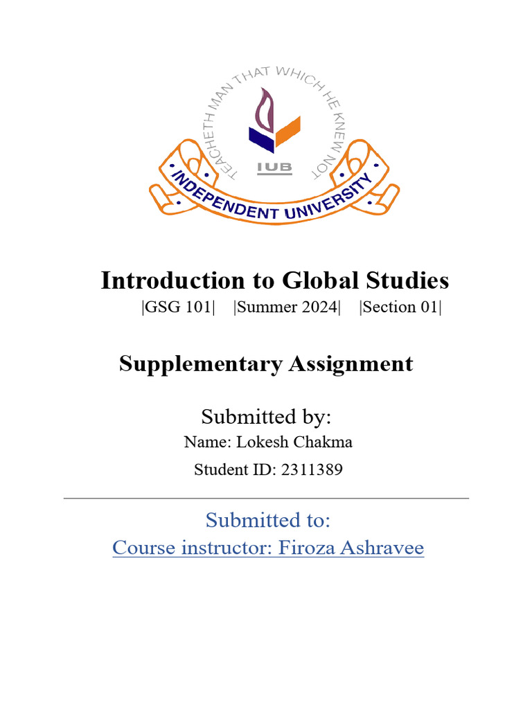 supplementary assignment of GSG-101 | PDF