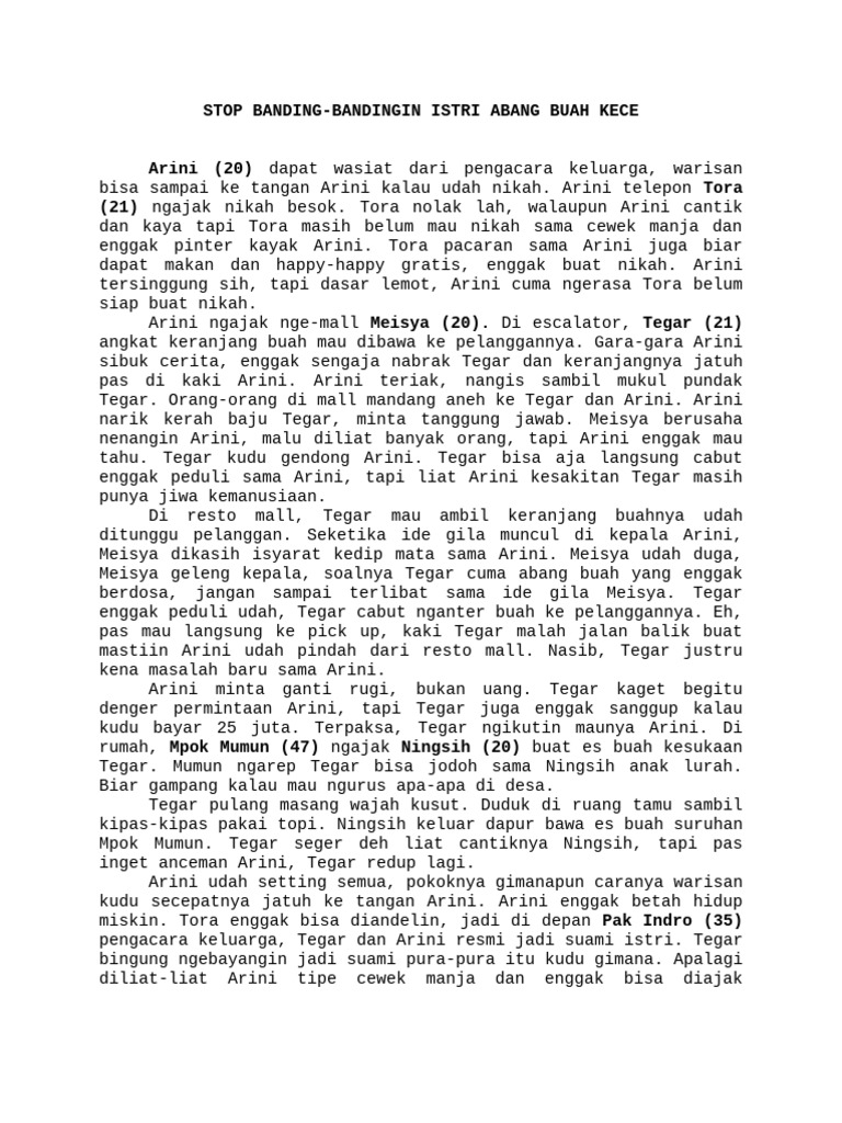 Stop Banding-Bandingin Istri Abang Buah Kece | PDF