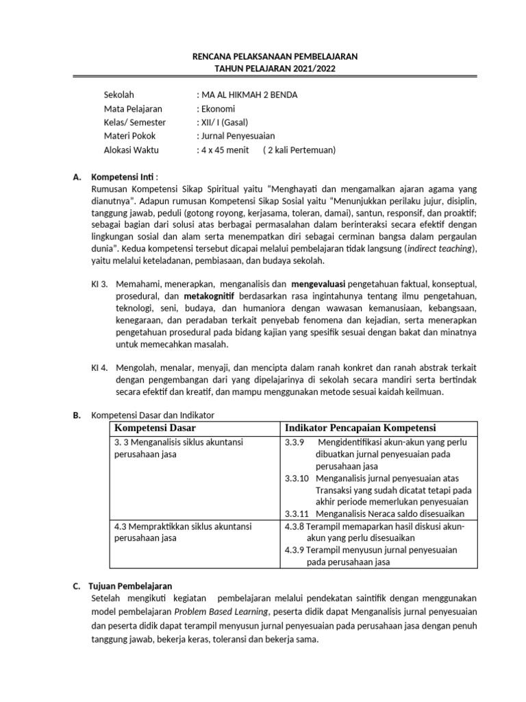 RPP Kelas Xii Sem 1 Bab 5 Ajp | PDF