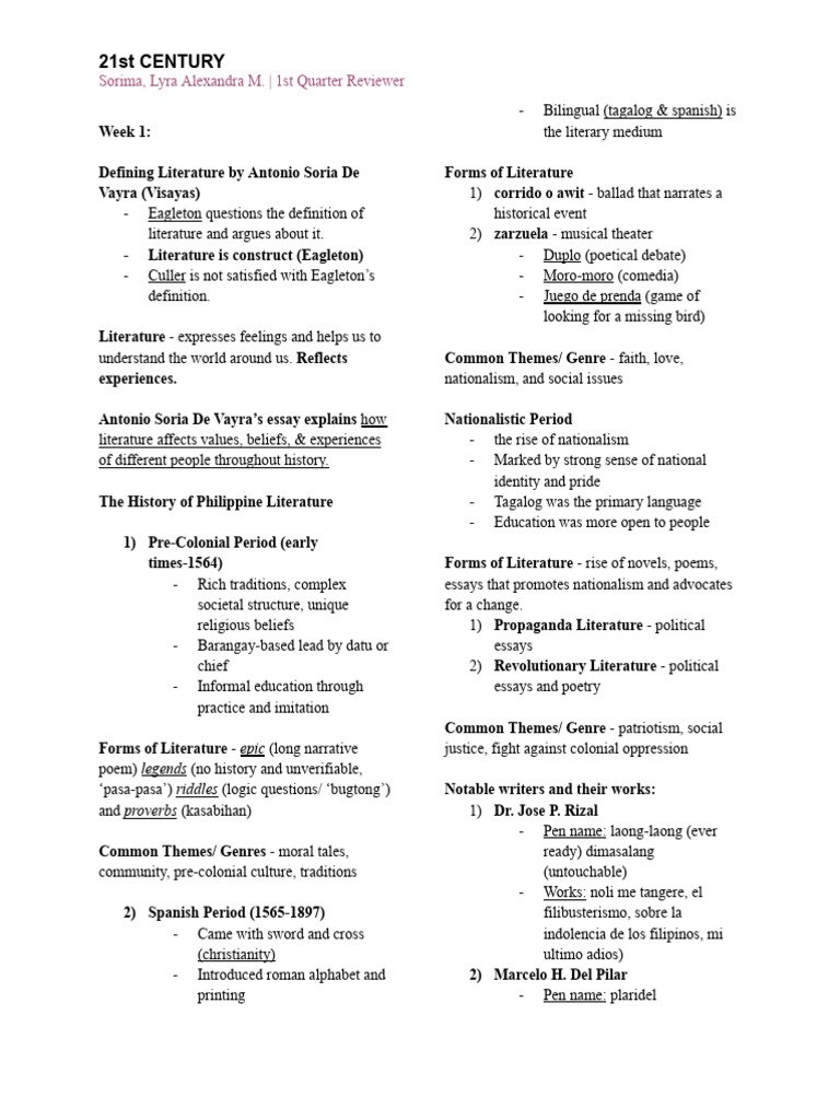 21st 1q Reviewer | PDF