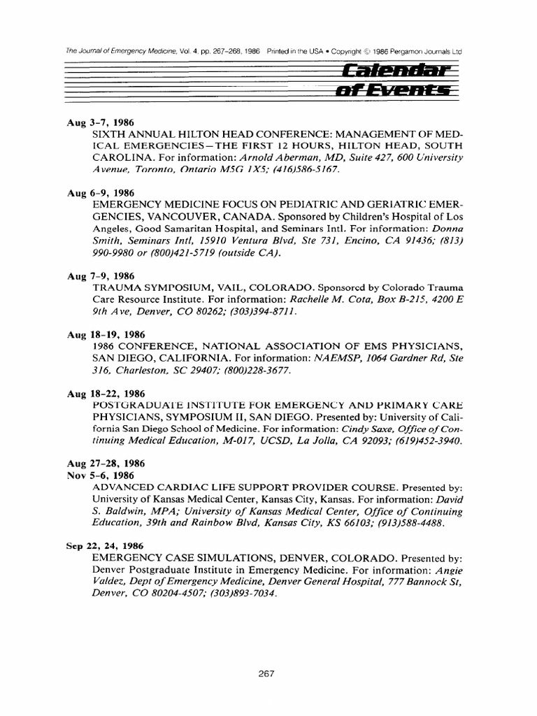 Calendar of Events - Jem | PDF