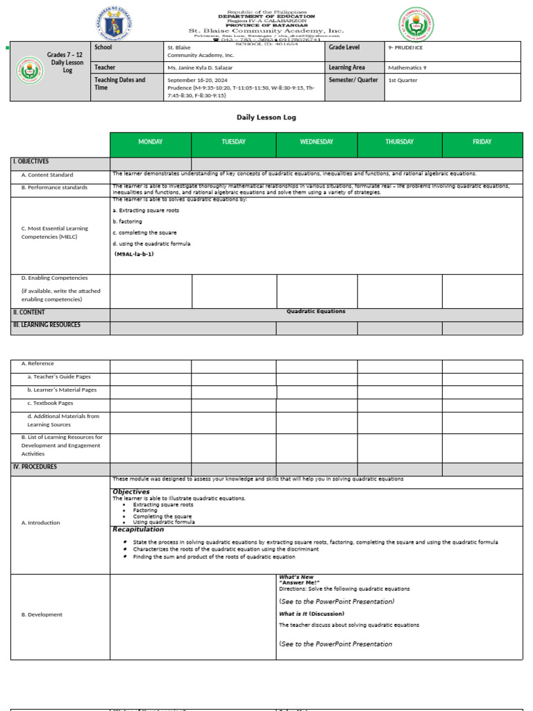 WEEK 8-DLL- 9-Math | PDF