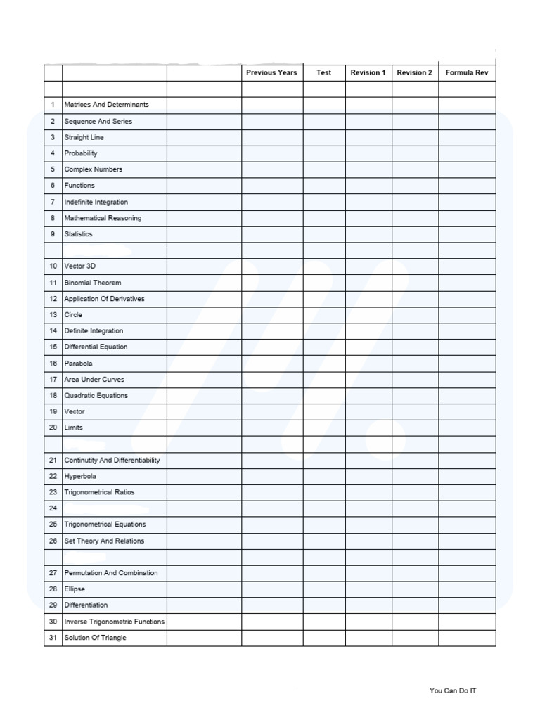 Mathematics JEE Main Preparation Tracker MathonGo | PDF