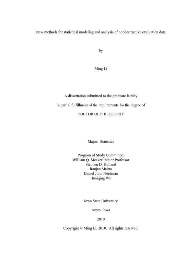 New Methods For Statistical Modeling and Analysis of Nondestructive Evaluation Data | PDF