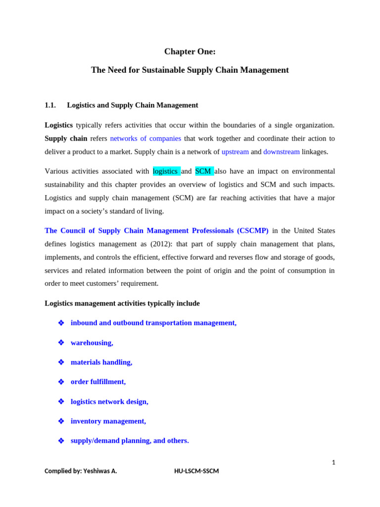 Chapter One SUSCM | PDF