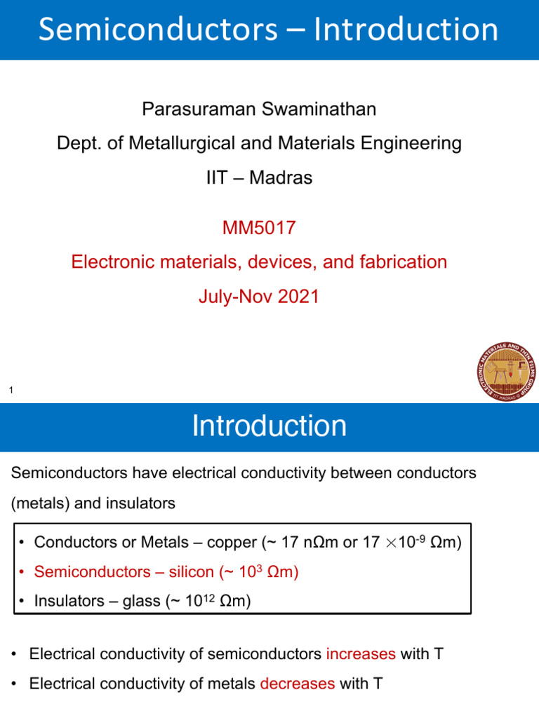 Semiconductors-Introduction | PDF