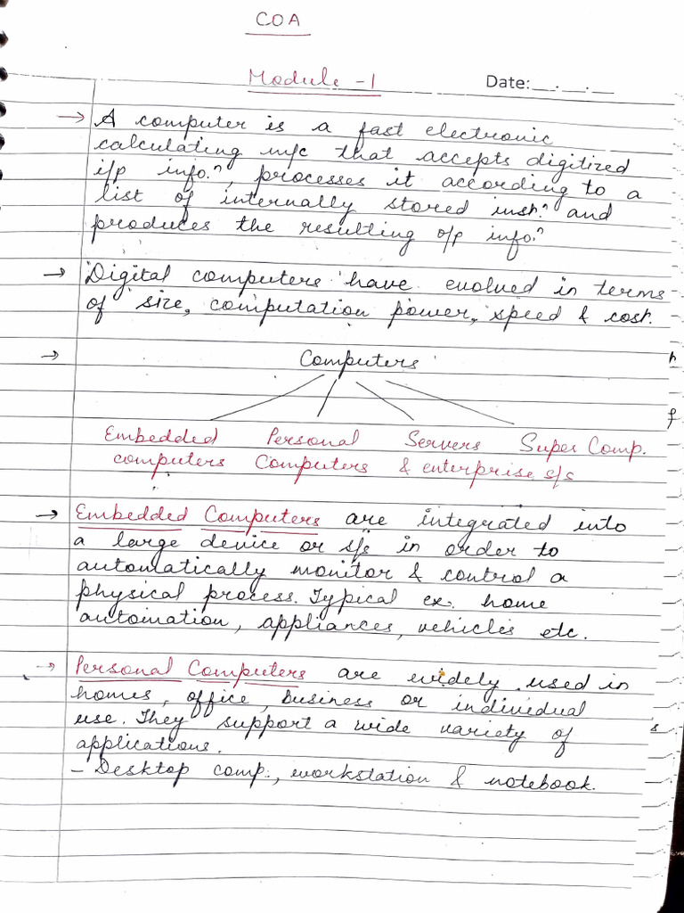 COA Module 1 Notes | PDF