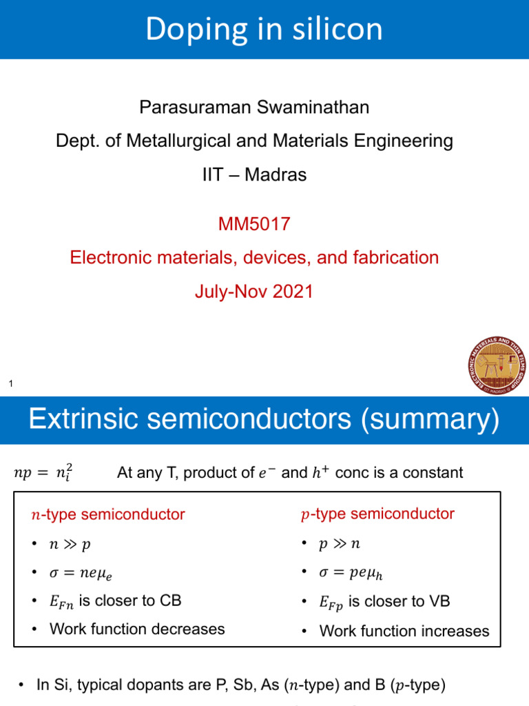 Doping in Silicon | PDF