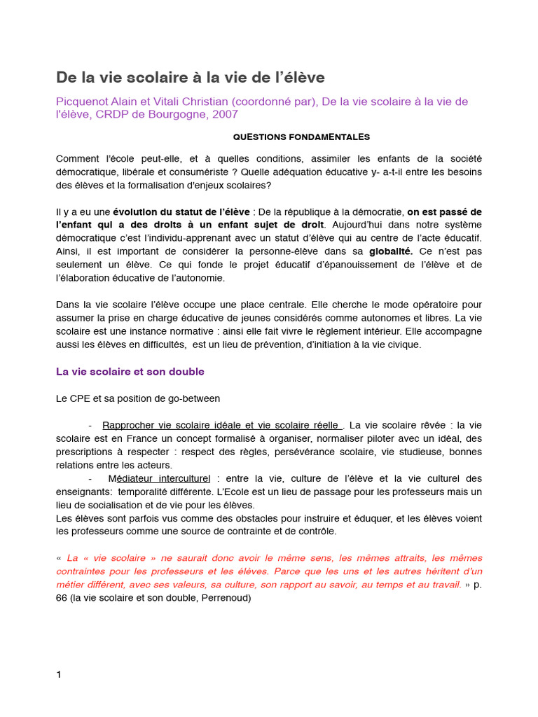 Vie Scolaire | PDF